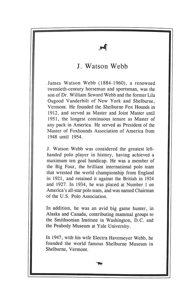 "The Sporting Library Of The Late J. Watson Webb 1996"