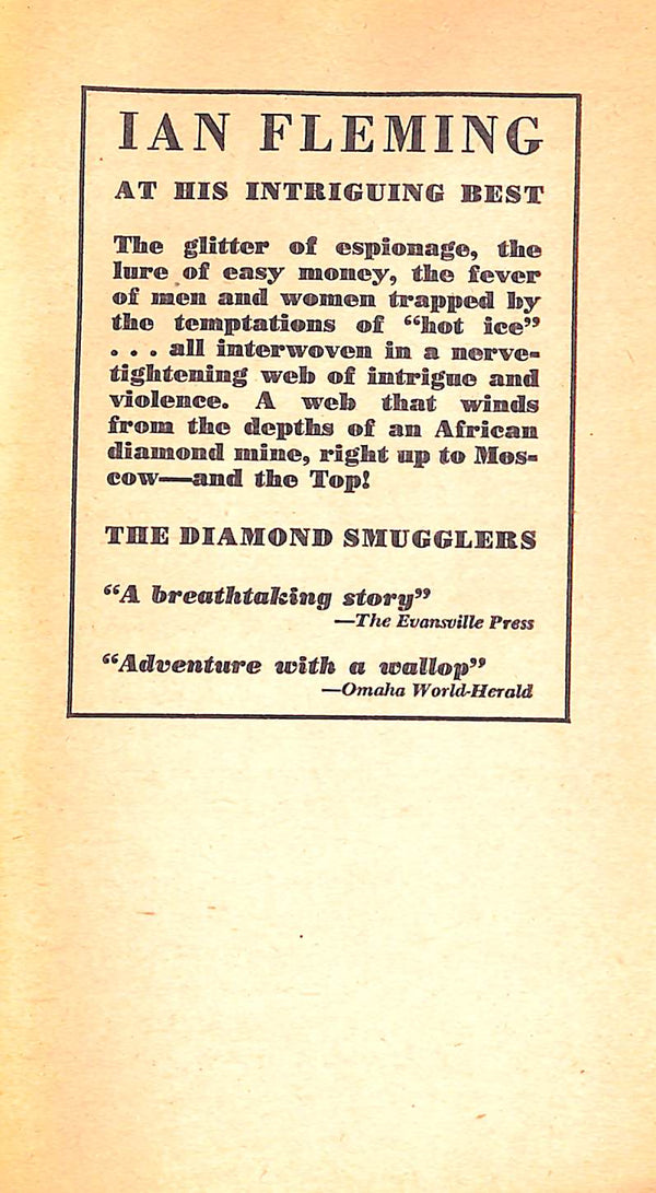 "The Diamond Smugglers" 1965 FLEMING, Ian