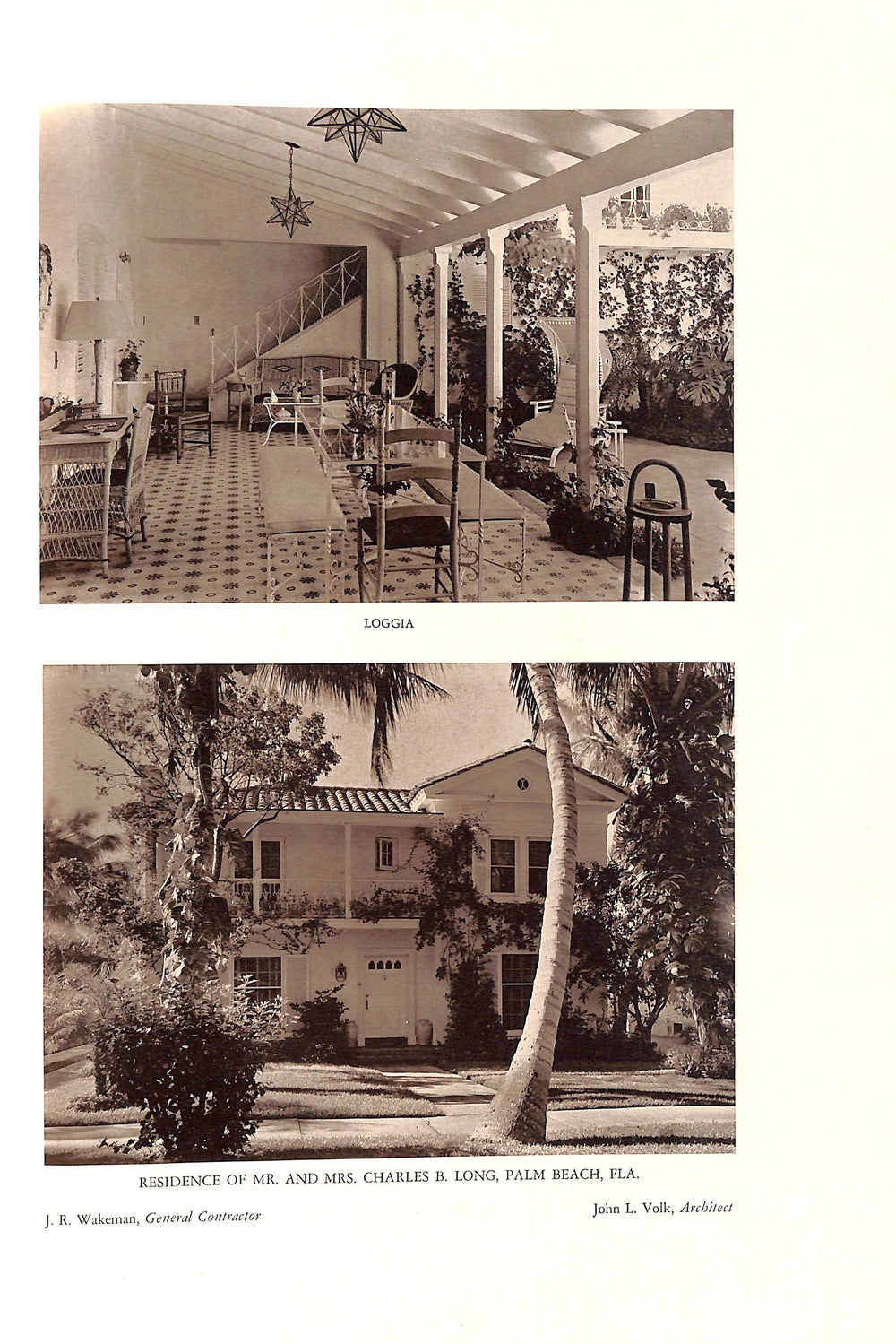 "The Work Of John L. Volk Architect Palm Beach" 1937 (SOLD)