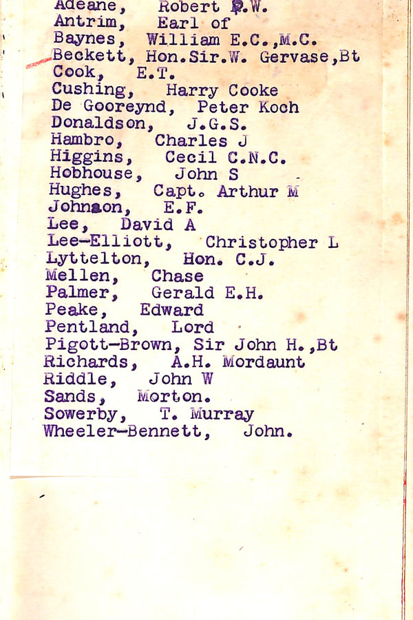 "Brooks's Club List Of Members And Rules" 1st July, 1932
