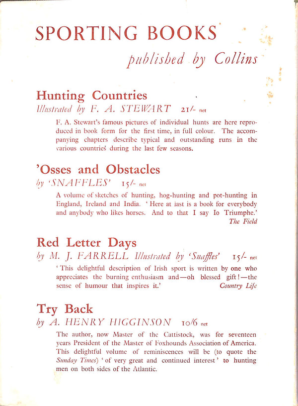 "Yonder He Goes: A Calendar Of Hunting Sketches" 1935 GREAVES, Ralph