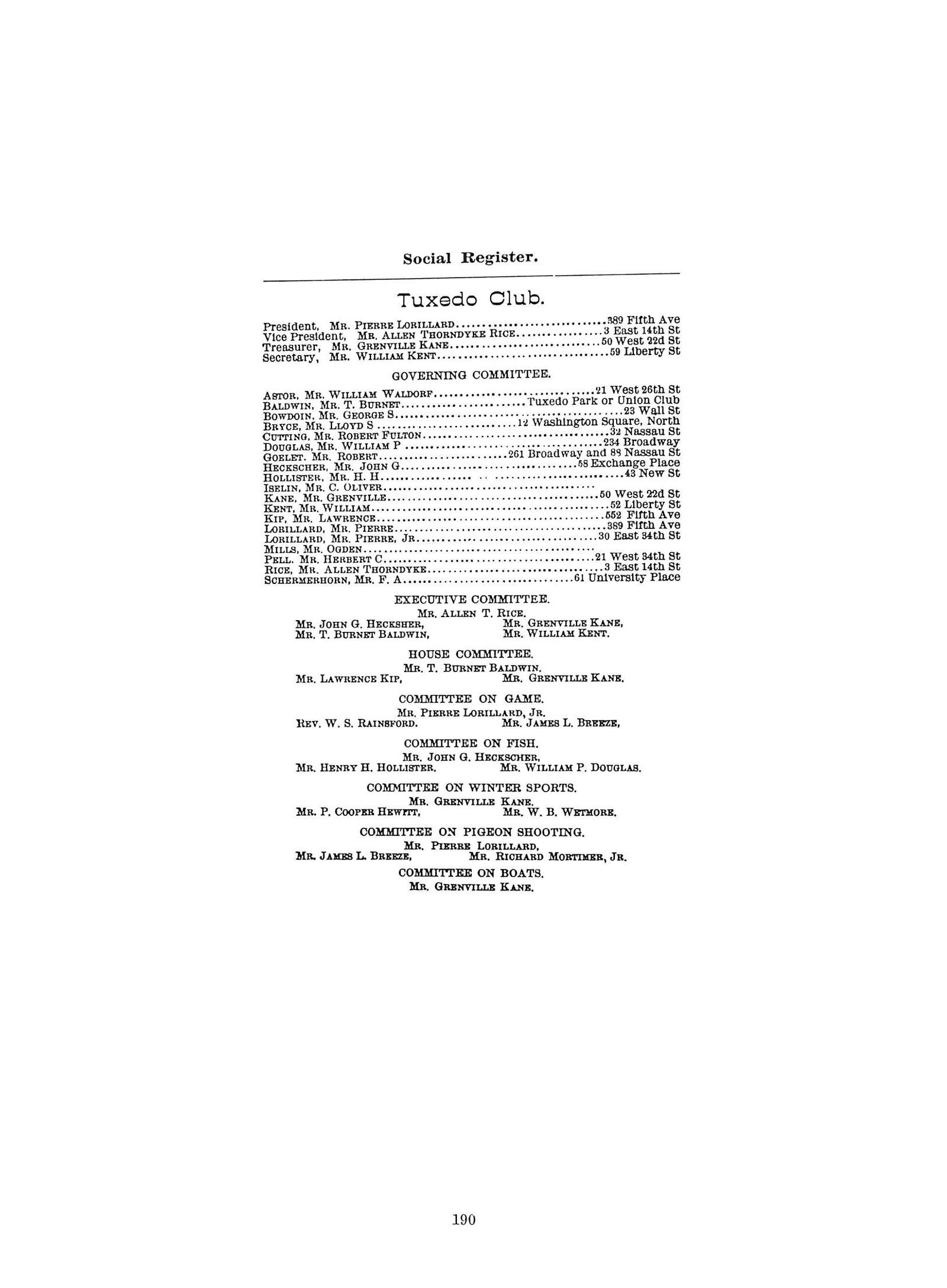 Social Register 1887 Facsimile Edition
