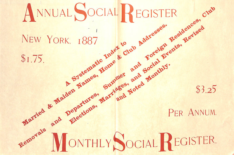 Social Register 1887 Facsimile Edition