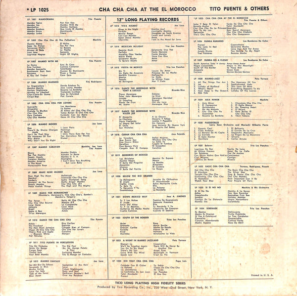 Cha Cha Cha At "El Morocco" 1956 by Tito Puente & His Orchestra