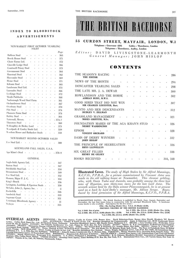 The British Racehorse: October Sales Issue 1954