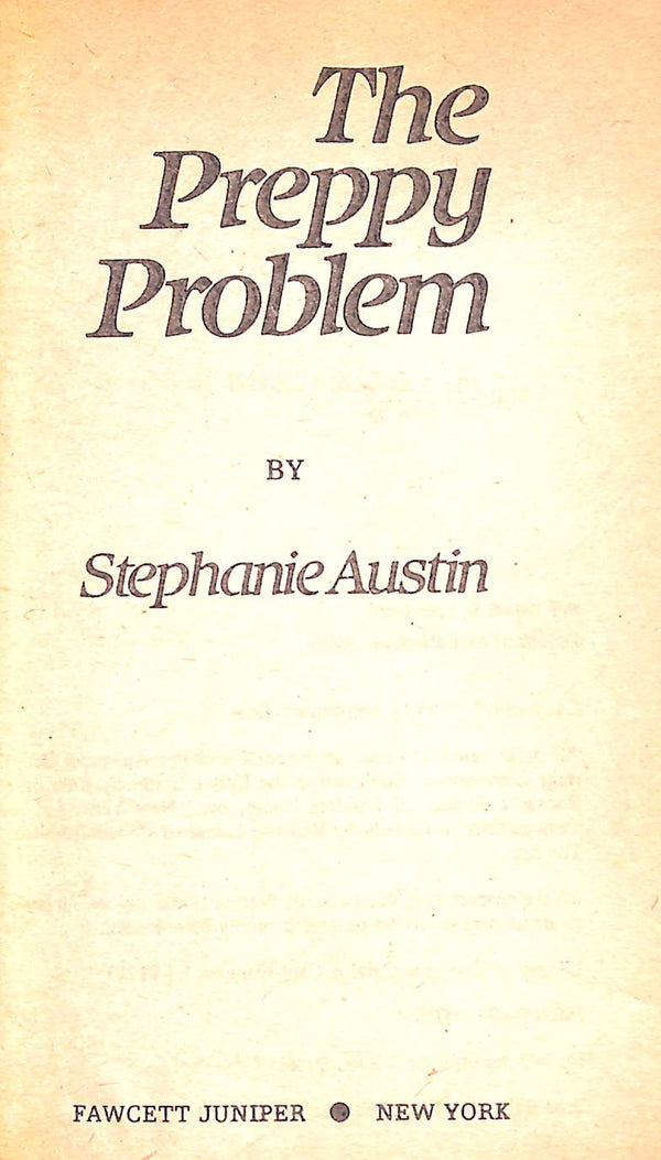 "The Preppy Problem" 1984 AUSTIN, Stephanie