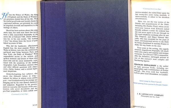 "Edward VIII: A Biography Of The Duke Of Windsor" 1975 DONALDSON, Fran