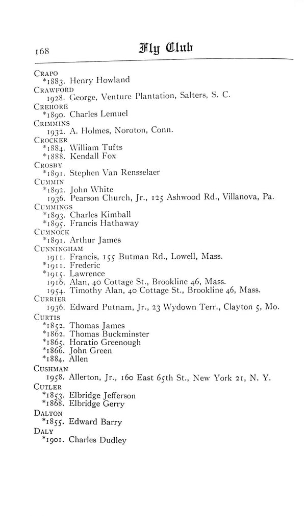 Catalogue Of The Fly Club Of Harvard University 1836-1959