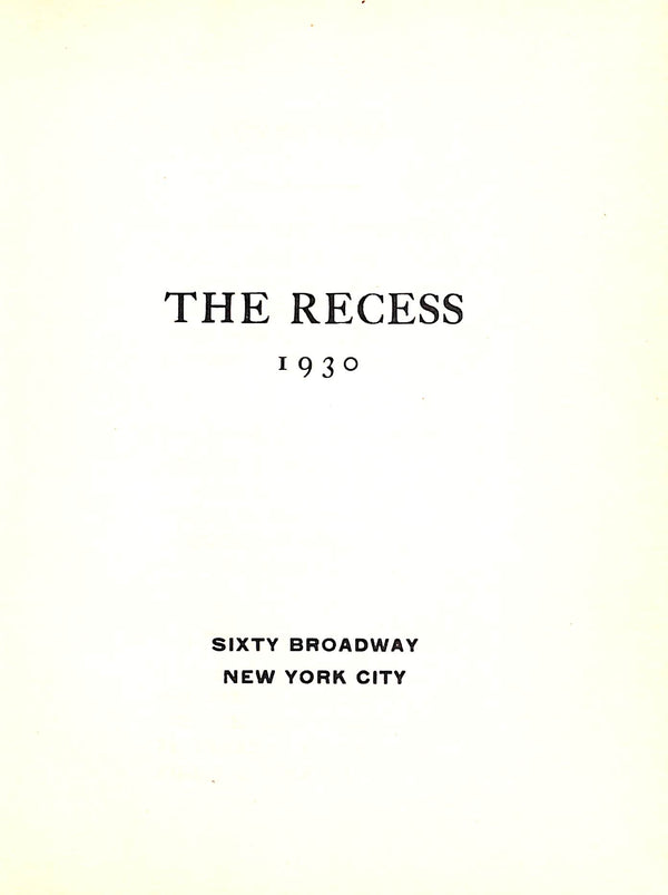 The Recess Club Of New York 1930