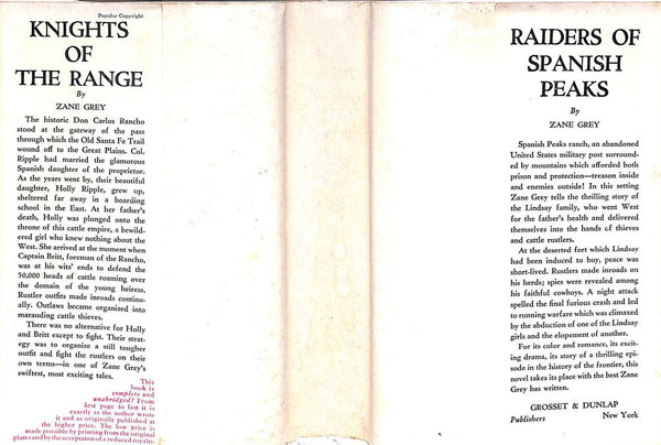 "Knights Of The Range" 1936 GREY, Zane