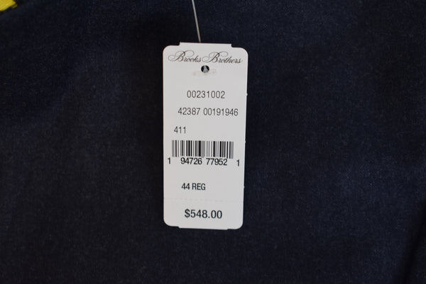 "Brooks Brothers Navy Doeskin Wool Rowing Blazer w/ Grosgrain Yellow T