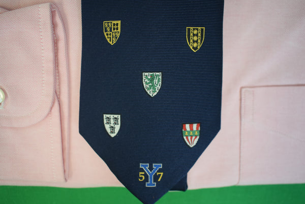 Yale University Schools Crest Shields Navy Blue Silk Class Of 1957 Clu