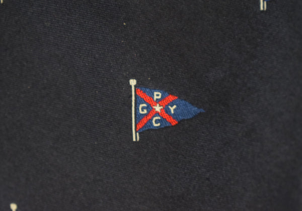 "Grosse Pointe Yacht Club Burgee Flag Navy Silk Tie"