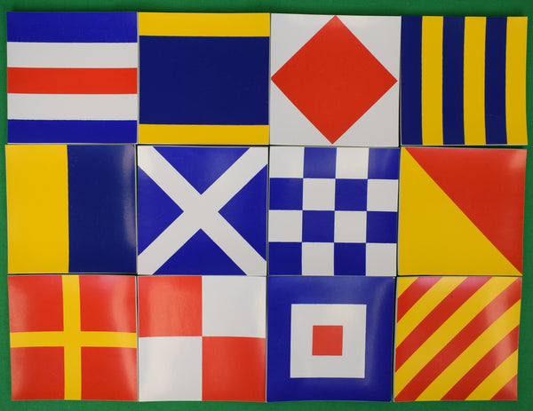 "Box Set x 12 Nautical Signal Flag Cocktail Coasters" (NIB)