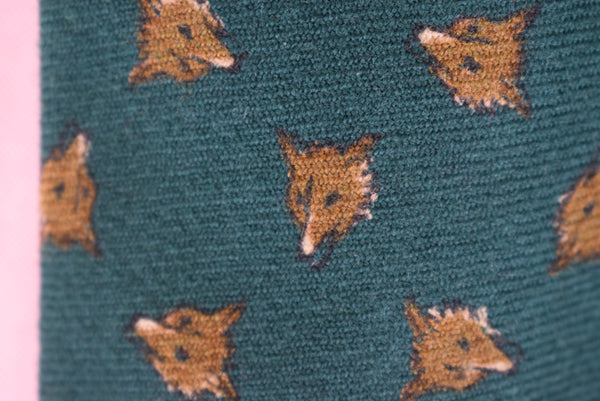 "Polo Ralph Lauren Hunter Green Wool Challis Fox Mask Club Tie" (SOLD)