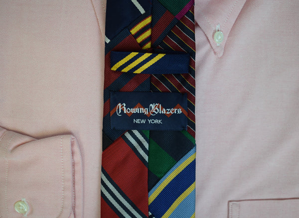 "Rowing Blazers Patchwork Repp Stripe Silk Tie" (NWOT)