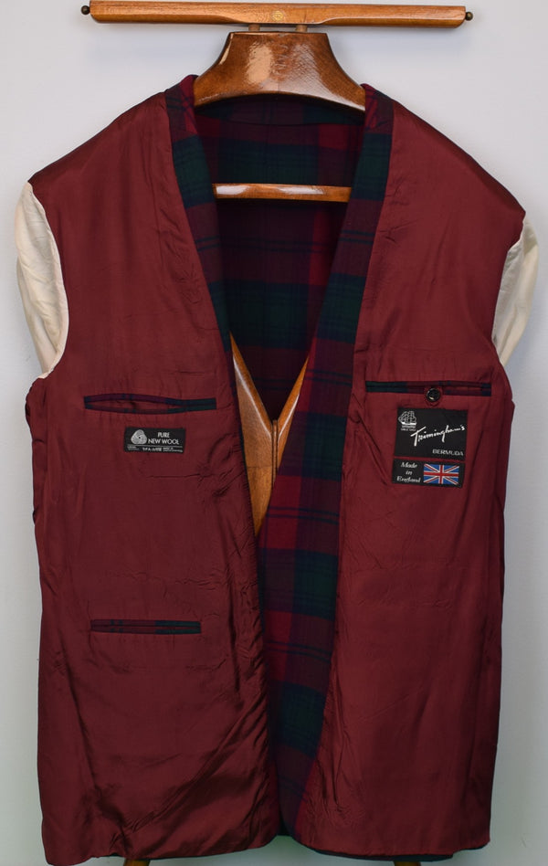 Trimingham's Bermuda Made In England Burgundy/ Hunter Green Tartan Pla