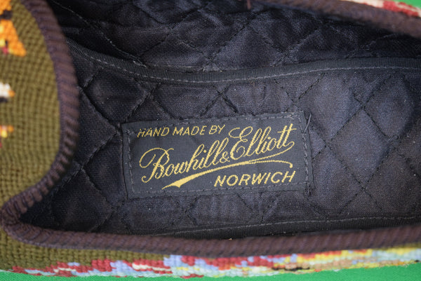 "Bowhill & Elliott Hand-Needlepoint Shell Motif Slippers" Sz 6 1/2 UK