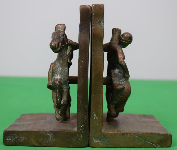 Pair x Art Deco Polo Bronze Bookends