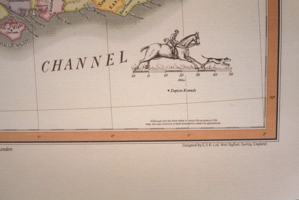 "Map Of The Foxhound Hunt's Of Great Britain Including Kennels" 1984