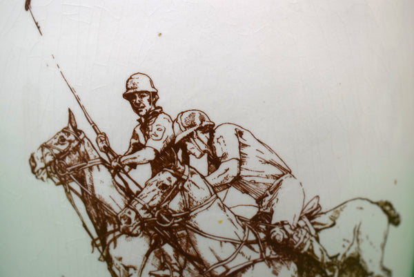 Polo Players Glazed Ceramic Beverage Dispenser w/ Lid by Anna P. Foote