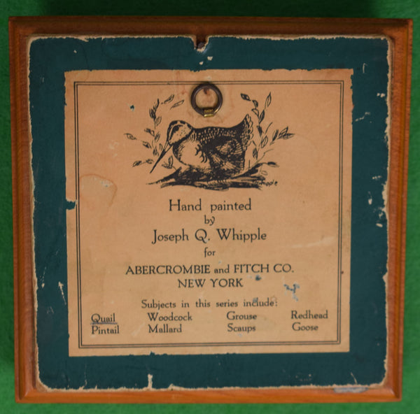 Abercrombie & Fitch Quail Hand Painted by Joseph Q. Whipple Shadowbox