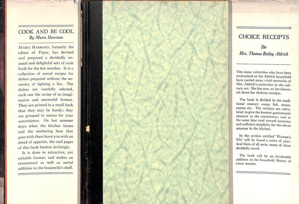 "Cook And Be Cool A Book For Hot-Weather Housekeeping" 1928 HARRISON,
