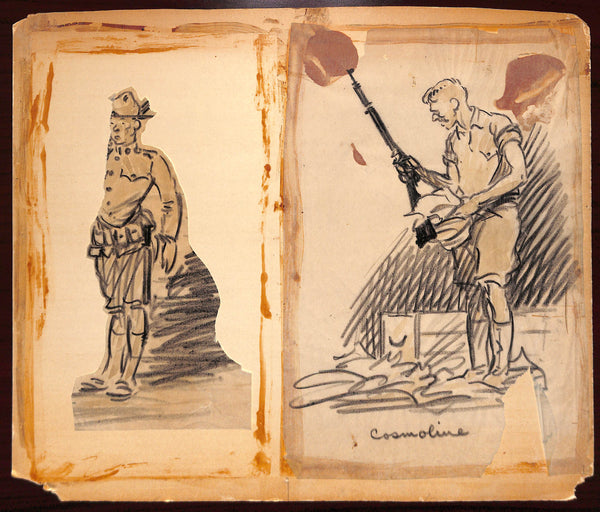 Paul Brown Cosmoline Military Officers Pencil Drawing