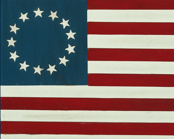 "13 Star Hand-Painted Wood Slat American Flag"
