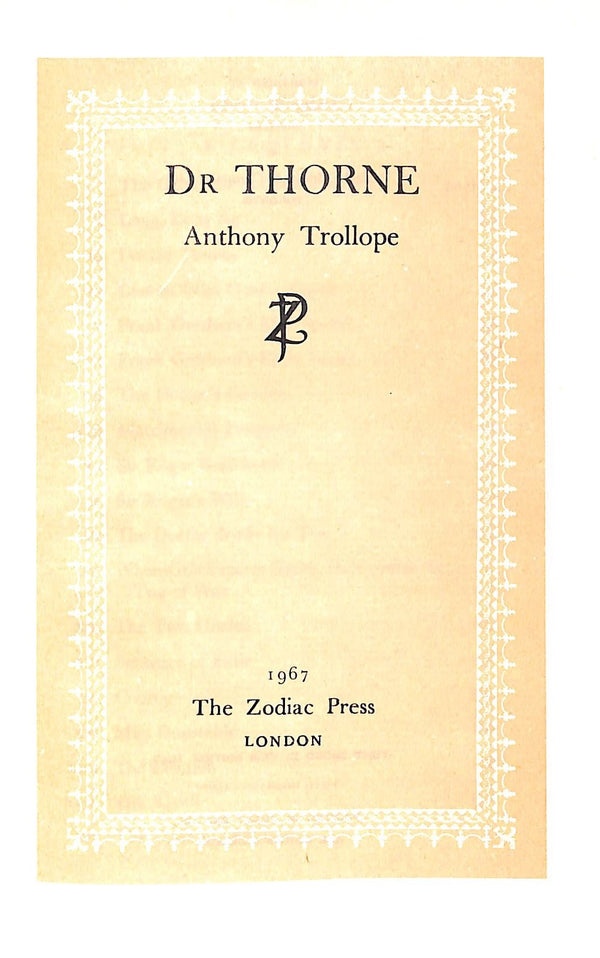 "Dr Thorne" 1967 TROLLOPE, Anthony