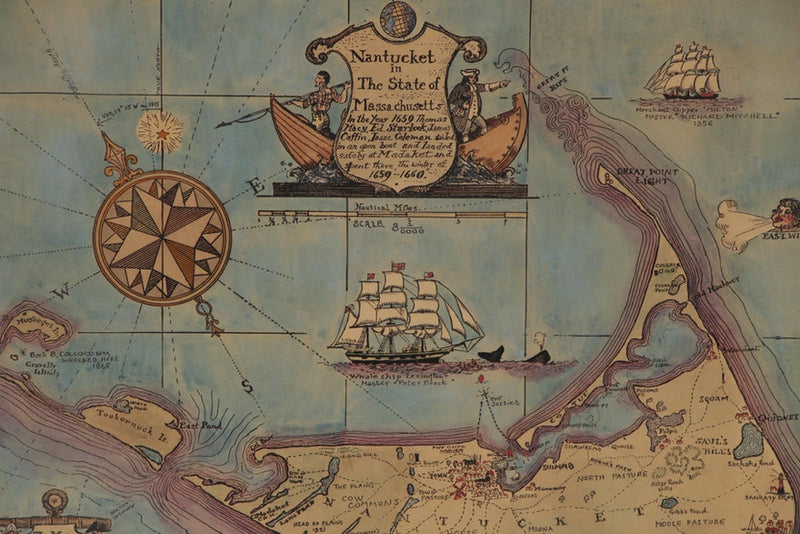 Watercolor Map Of Nantucket, Designed 1921 by Austin Strong (American,