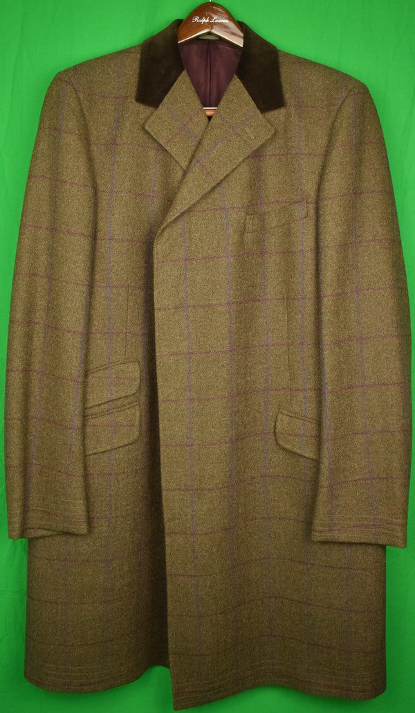 "Windowpane Paddock Coat w/ Chesterfield Collar" Sz: 46R (NWOT)