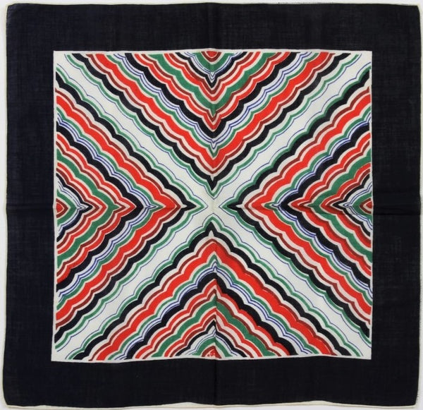 "Green/ Red & Blue 'Wave' Print Pocket Sq"