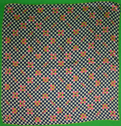 "21" Club Navy & White Checkerboard w/ Pink & Green Jockey Silks XXI S