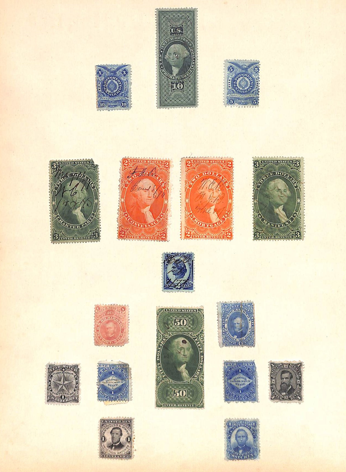 US Internal Revenue Postage Stamps