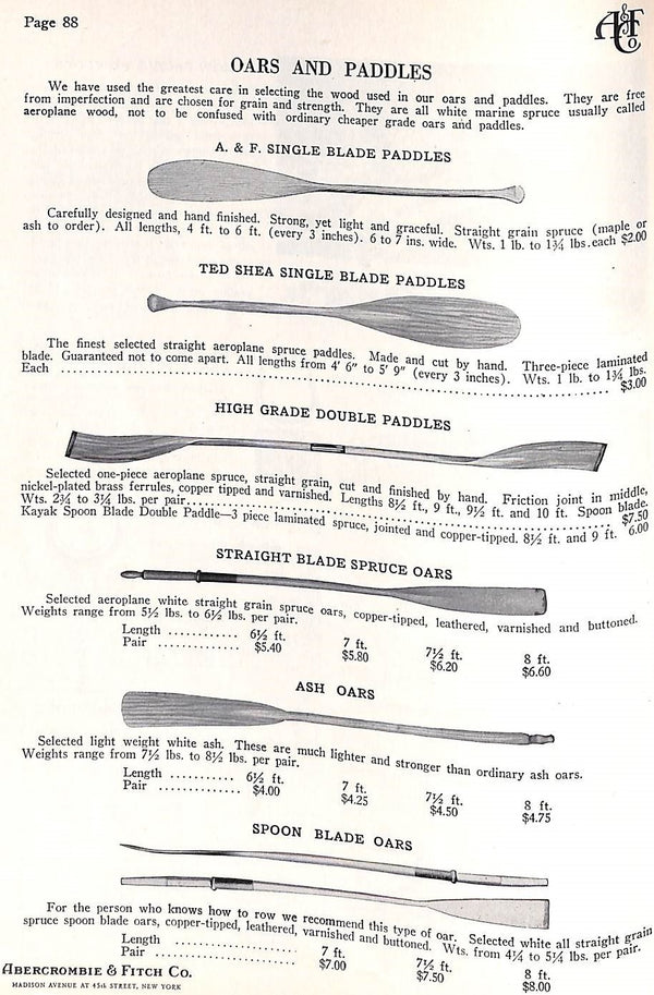 "Pair x Abercrombie & Fitch c1937 Spoon Blade Double Paddles w/ Copper