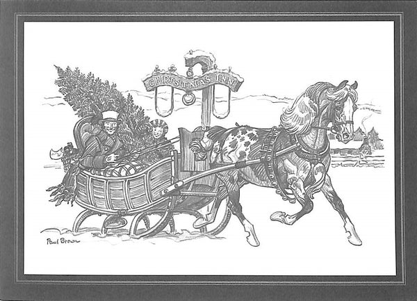 "Box Set x 8 Paul Brown Brooks Brothers Christmas 'Inn' Cards & Envelo