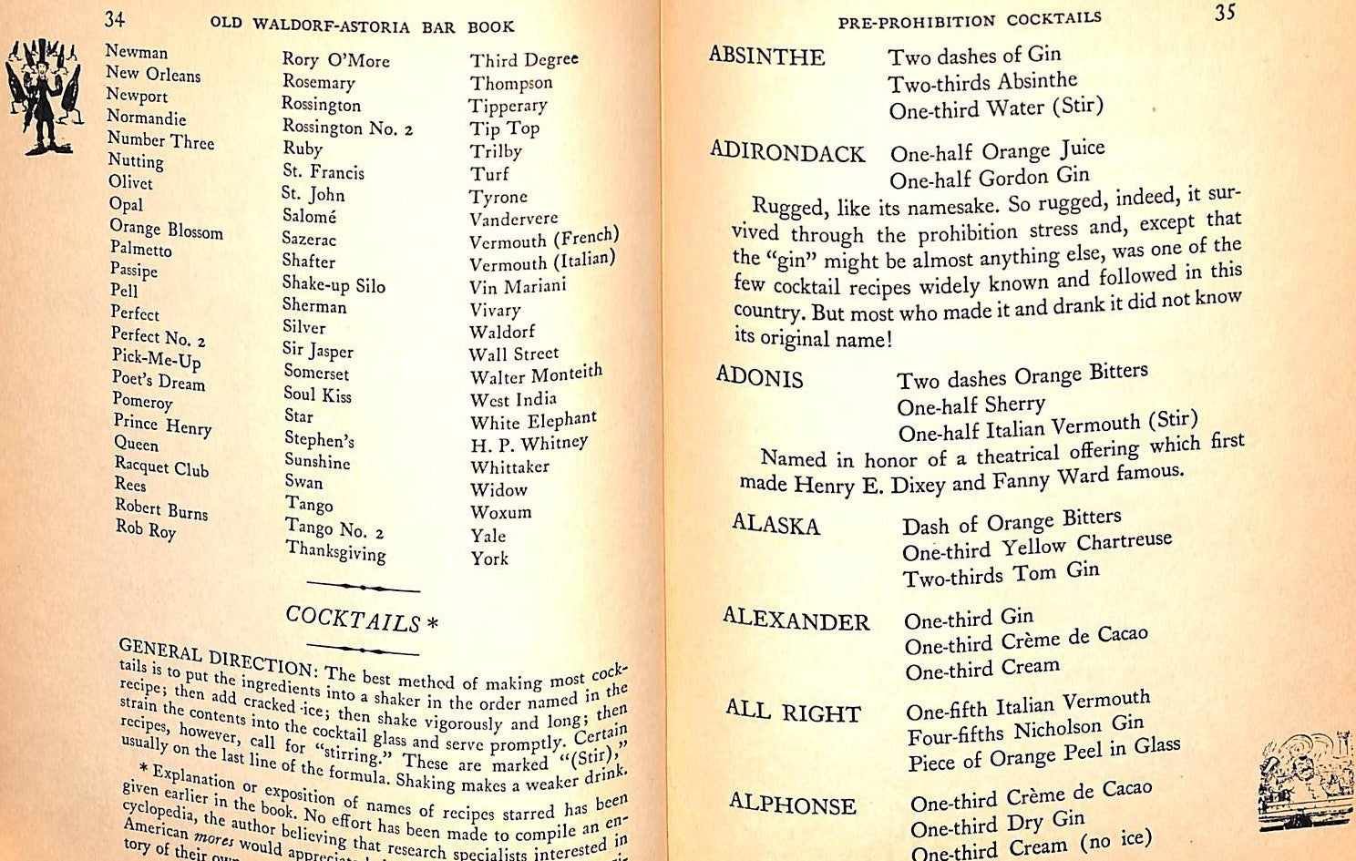 "The Old Waldorf-Astoria Bar Book" 1935 CROCKETT, A.S. (SOLD)