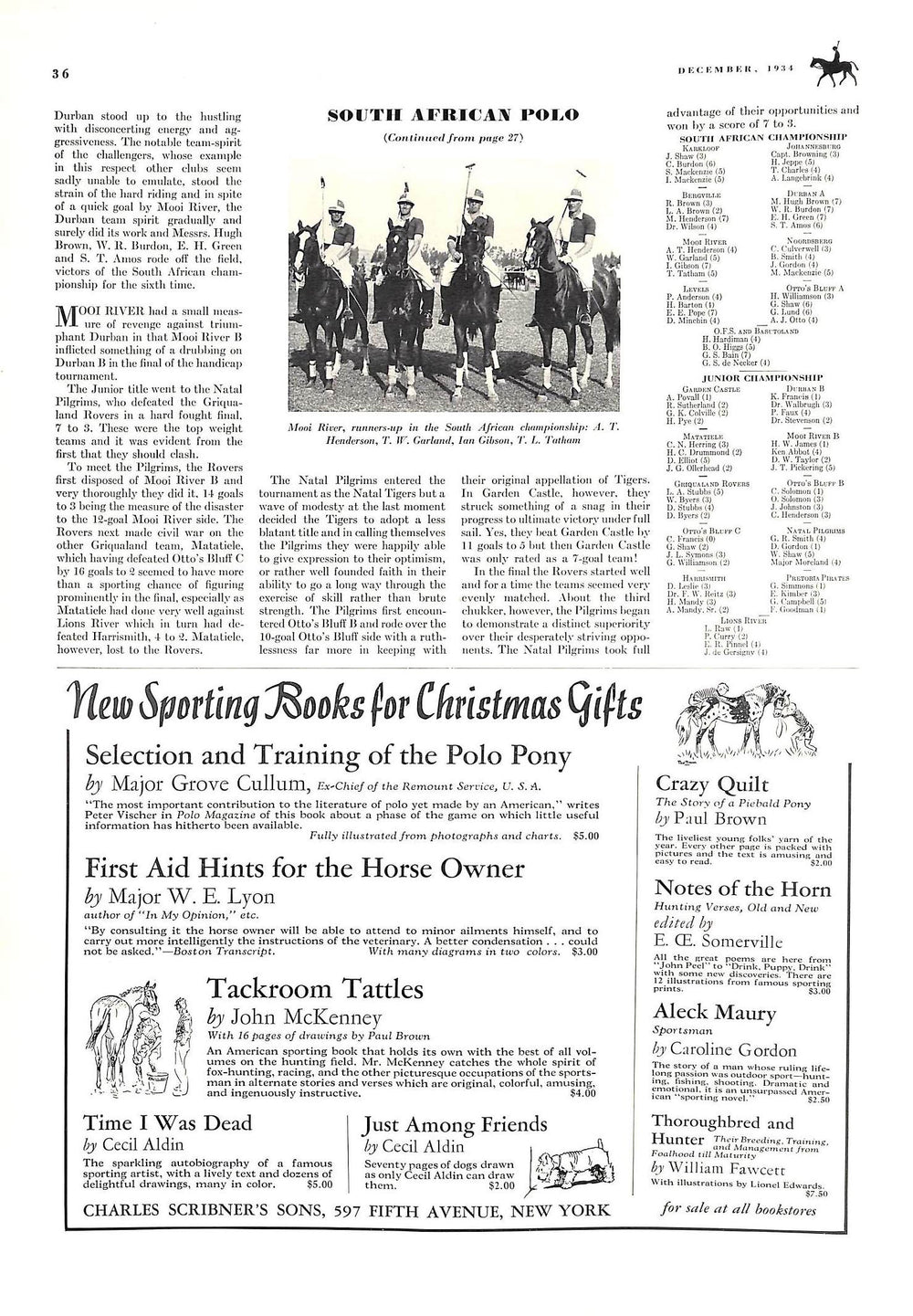 "Polo Magazine December, 1934" VISCHER, Peter [editor]