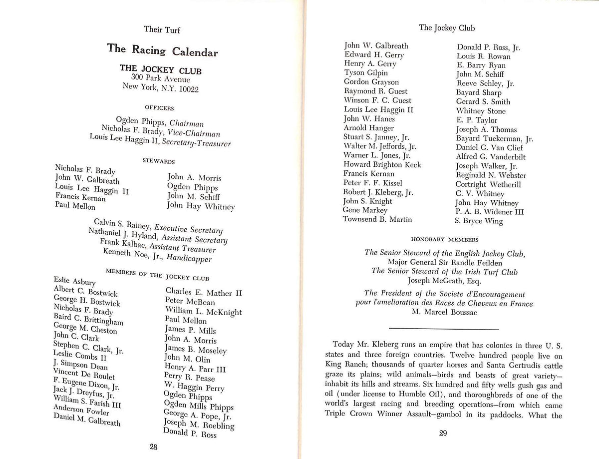 "Their Turf: America's Horsey Set & Its Princely Dynasties" 1973 LIVIN