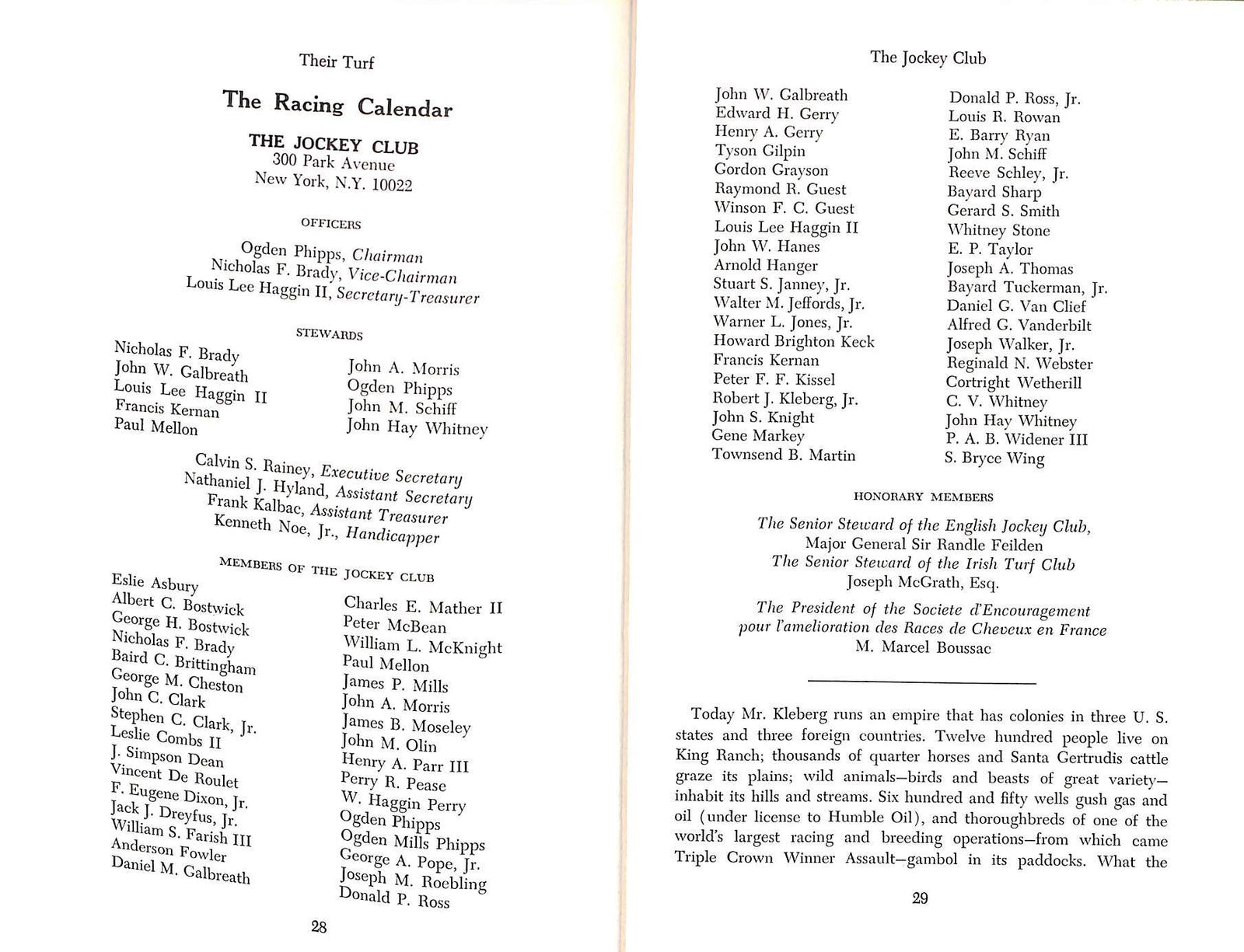 "Their Turf: America's Horsey Set & Its Princely Dynasties" 1973 LIVIN