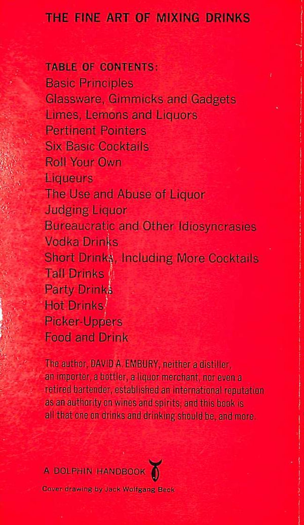 "The Fine Art Of Mixing Drinks" 1961 EMBURY, David A.
