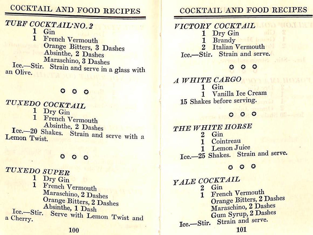 "Gordon's Cocktail And Food Recipes" 1934 GORDON, Harry Jerrold
