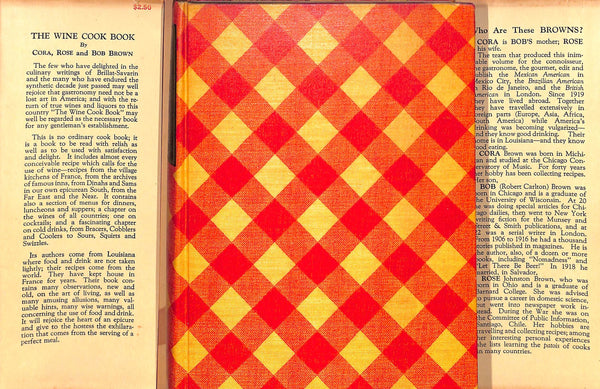 "The Wine Cook Book" 1934 BROWN, Cora, Rose and Bob