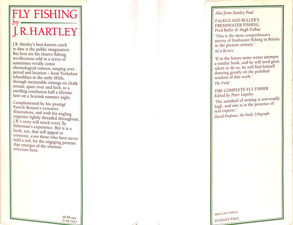 "Fly Fishing: Memories Of Angling Days" 1992 HARTLEY, J. R.