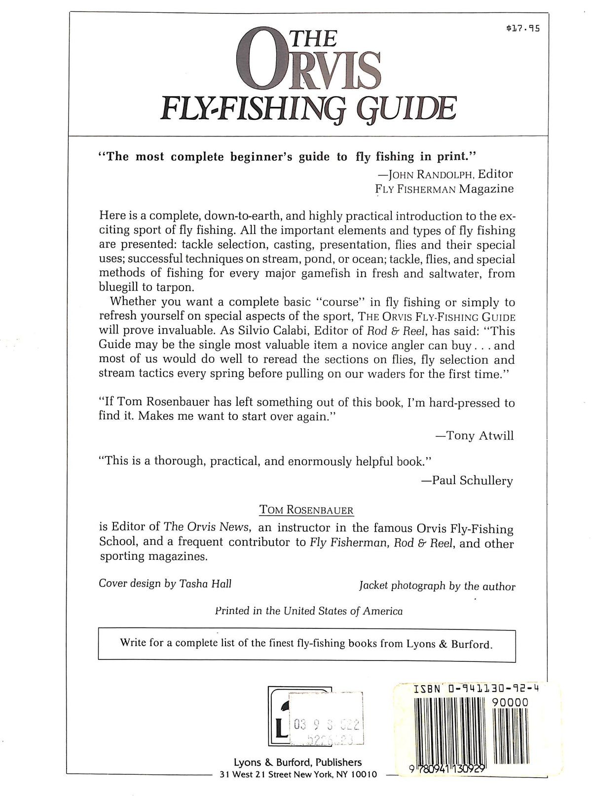 "The Orvis Fly-Fishing Guide" 1984 ROSENBAUER, Tom