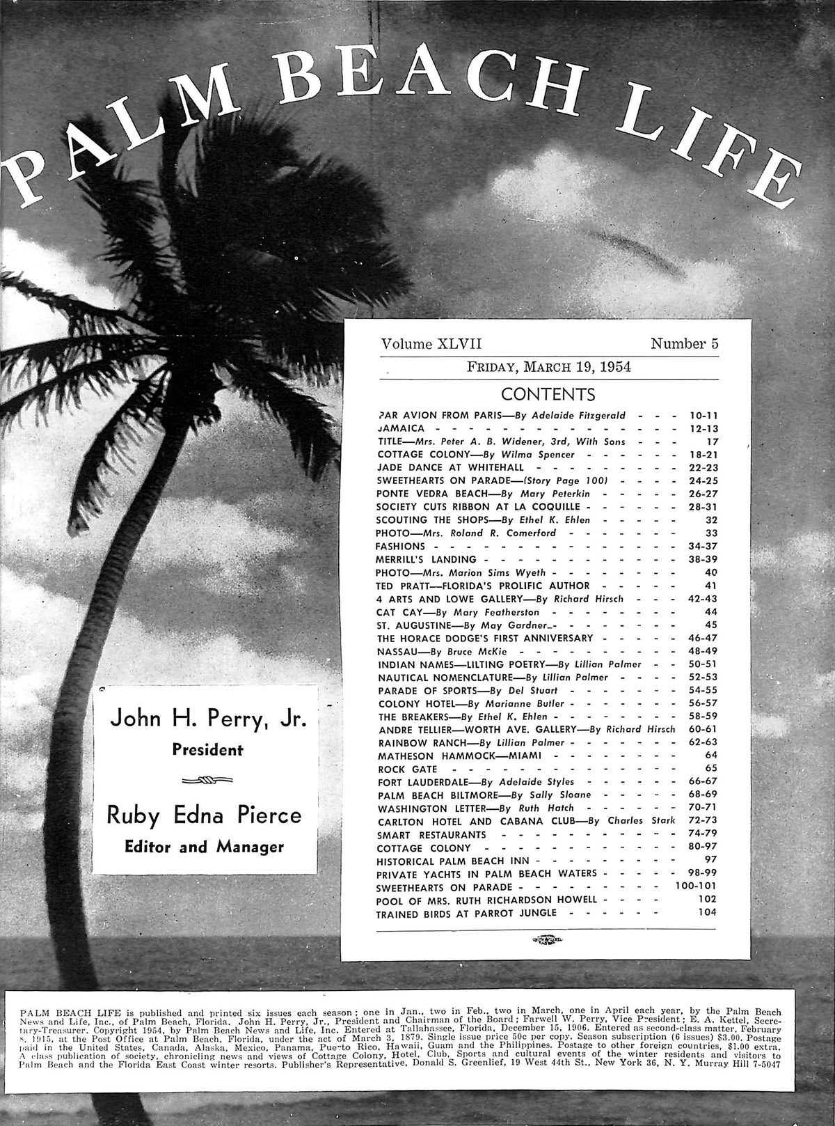 Palm Beach Life Magazine March 19, 1954