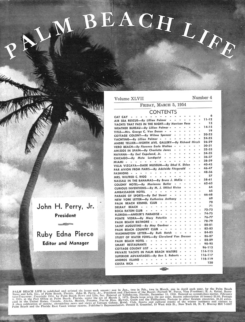 Palm Beach Life Magazine March 5, 1954