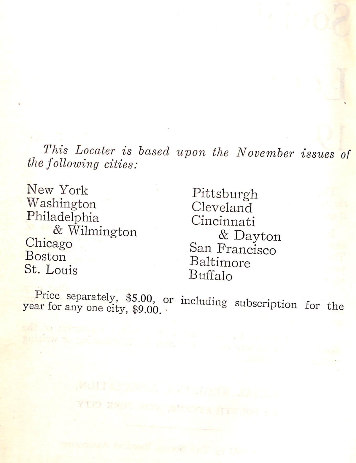 Social Register Locater 1943