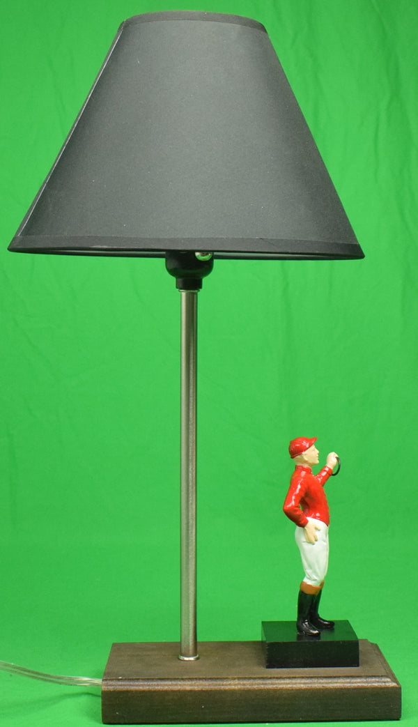 The "21" Club Red Jockey Table Lamp w/ Black Shade